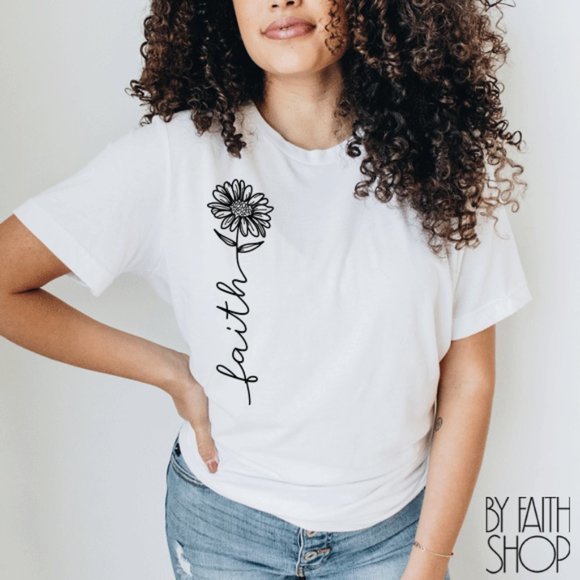 Gildan | Tops | Faith Flower Unisex Tshirt Faith Based Graphic | Poshmark